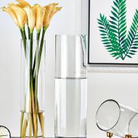 China Contemporary Design Style Elegant Round Clear Glass Vase for Home Decoration for sale