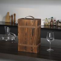 China 34x20x10cm Customized Double Bottle Wine Box with Latched Lid and Leather Handle for sale
