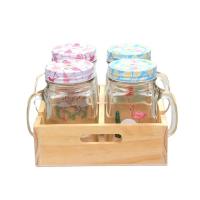 China Stylish and Transparent Glass Storage Jar with Colored Plastic Cover 100% Food Safe for sale