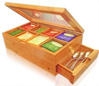 China Varnishing Drawer Pine Wood Tea Assortment Box in Customized Color for Tea Collection for sale