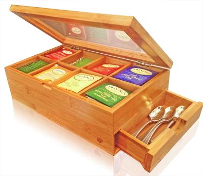 China Varnishing Drawer Pine Wood Tea Assortment Box in Customized Color for Tea Collection for sale