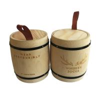 China Customized Logo Acceptable Wooden Tea Coffee Sugar Canisters Set Barrel Shape for sale