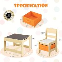 China Children Wooden Activity Table and 2 Chairs Kids Learning Toy Set with Storage Drawer for sale