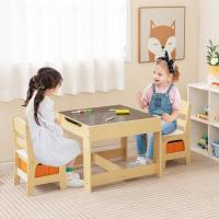 China Children Wooden Activity Table and 2 Chairs Kids Learning Toy Set with Storage Drawer for sale