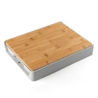 China Convenient Drawer-Type Bamboo Natural Color Rectangle Chopping Board for Easy Cutting for sale