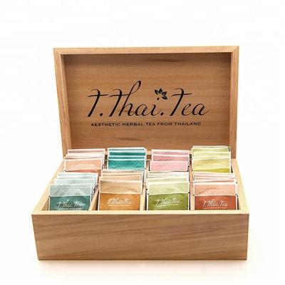 China 8 Compartment Wooden Tea Box in Plain Color Suitable for Silk-screen Printing for sale