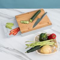 China Convenient Drawer-Type Bamboo Natural Color Rectangle Chopping Board for Easy Cutting for sale