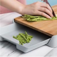 China Convenient Drawer-Type Bamboo Natural Color Rectangle Chopping Board for Easy Cutting for sale