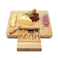 China All-Season Bamboo Serving Tray with Cheese Board and Customized Logo Acceptable Knife Set for sale