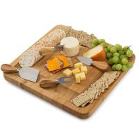 China All-Season Bamboo Serving Tray with Cheese Board and Customized Logo Acceptable Knife Set for sale