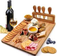 China All-Season Bamboo Serving Tray with Cheese Board and Customized Logo Acceptable Knife Set for sale