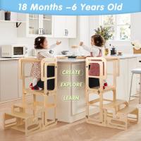 China Montessori Foldable Learning Wooden Tower Adjustable Kitchen Step Stool for Toddlers for sale