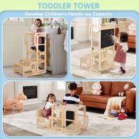 China Montessori Foldable Learning Wooden Tower Adjustable Kitchen Step Stool for Toddlers for sale