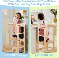 China Montessori Foldable Learning Wooden Tower Adjustable Kitchen Step Stool for Toddlers for sale