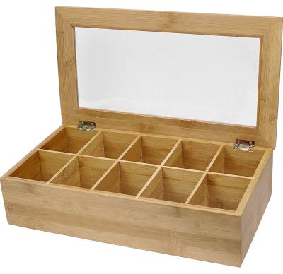 China Clear Lid Wooden Tea Box Customized Design 14.5 x 3.5 x 7.9 inches Printing Laser Engrave for sale
