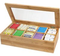 China Clear Lid Wooden Tea Box Customized Design 14.5 x 3.5 x 7.9 inches Printing Laser Engrave for sale