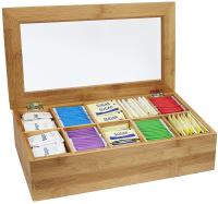China Clear Lid Wooden Tea Box Customized Design 14.5 x 3.5 x 7.9 inches Printing Laser Engrave for sale