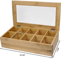 China Clear Lid Wooden Tea Box Customized Design 14.5 x 3.5 x 7.9 inches Printing Laser Engrave for sale