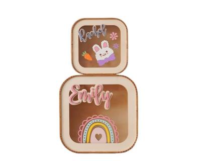 China Pine Wood Money Box Montessori Room Nursery Decor Wooden Cash Box Gift for Daughter for sale