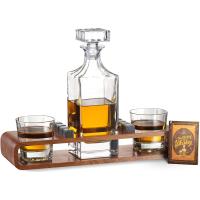 China Custom Whiskey Decanter Set With Wood Stand and Chilling Stones for Party Celebrations for sale