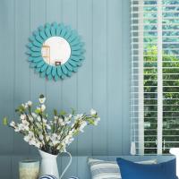 China Decorative Wall Mirror in White or Your Color 12 Inch Rustic Wood Sunburst Boho Style for sale