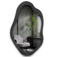 China Rustic Wood Black Framed Asymmetrical Wall Wavy Mirror for Living Room Bedroom Entryway Bathroom for sale