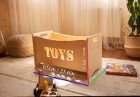 China Burned Wood and Glass Toy Organizer Box for Montessori Furniture in Toddler Playroom for sale
