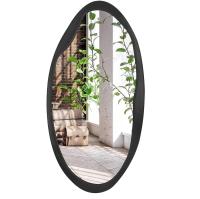 China Christmas Organic Shaped Wood Mirror in Black for Bathroom Living Room Entryway Bedroom for sale