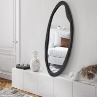 China Christmas Organic Shaped Wood Mirror in Black for Bathroom Living Room Entryway Bedroom for sale