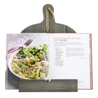 China Whitewashed Cutting Board Style Wood Cookbook Stand Holder with Kickstand for sale