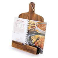 China Whitewashed Cutting Board Style Wood Cookbook Stand Holder with Kickstand for sale