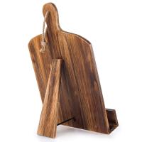 China Whitewashed Cutting Board Style Wood Cookbook Stand Holder with Kickstand for sale