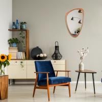 China Beautiful Home Decor Free Sample Charge for Asymmetrical Mirror Wood Irregular Mirror for sale