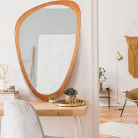 China Beautiful Home Decor Free Sample Charge for Asymmetrical Mirror Wood Irregular Mirror for sale