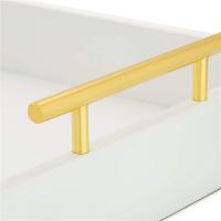 China Wooden Tray Food Party Serving Tray with Polished Metal Handle in Navy Blue Color for sale