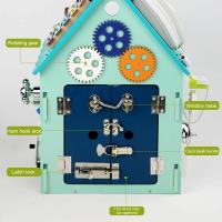 China Montessori Wooden Toys Busy House Puzzle Multi functional Unlocking Treasure Box Varnished for sale
