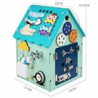 China Montessori Wooden Toys Busy House Puzzle Multi functional Unlocking Treasure Box Varnished for sale