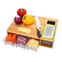 China OEM ODM Accepted Classic Rectangle BAMBOO Cutting Board with Juice Groove Containers for sale