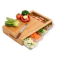 China OEM ODM Accepted Classic Rectangle BAMBOO Cutting Board with Juice Groove Containers for sale