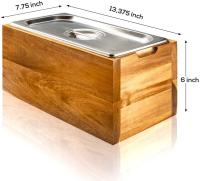 China Acacia Wood Box Kitchen Compost Bin Rust Proof Stainless Steel Insert and Storage Bucket for sale