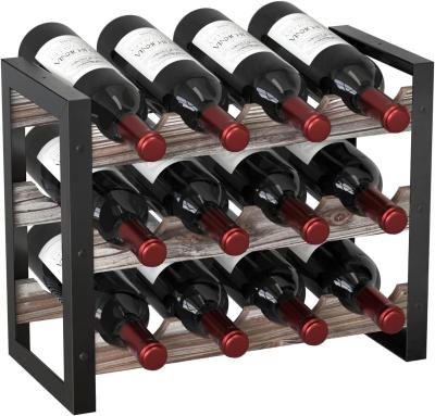 China Functional Design Multifunctional Wooden Wine Rack Countertop for Liquor Bottles for sale