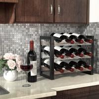 China Functional Design Multifunctional Wooden Wine Rack Countertop for Liquor Bottles for sale