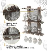 China Wooden Wall Mounted Glassware Holder Rack for 12 Wine Glasses Non-folding Display for sale