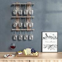 China Wooden Wall Mounted Glassware Holder Rack for 12 Wine Glasses Non-folding Display for sale
