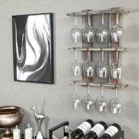 China Wooden Wall Mounted Glassware Holder Rack for 12 Wine Glasses Non-folding Display for sale