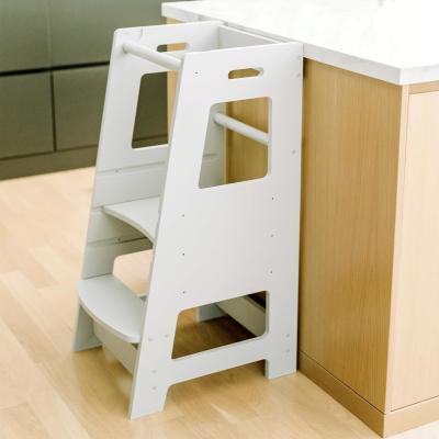 China Customized Logo Acceptable Gray Child Standing Tower for Kids in Montessori Style for sale