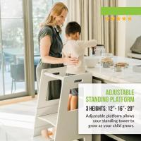 China Customized Logo Acceptable Gray Child Standing Tower for Kids in Montessori Style for sale