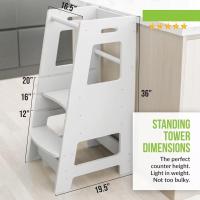 China Customized Logo Acceptable Gray Child Standing Tower for Kids in Montessori Style for sale