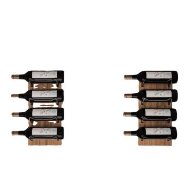 China Wall Mounted Wooden Wine Rack for Wall Display Black Brackets Custom 8 Bottle Storage for sale
