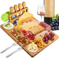 China Stainless Steel Cheese Knives Bamboo Cheese Board Set for Charcuterie and Serving for sale
